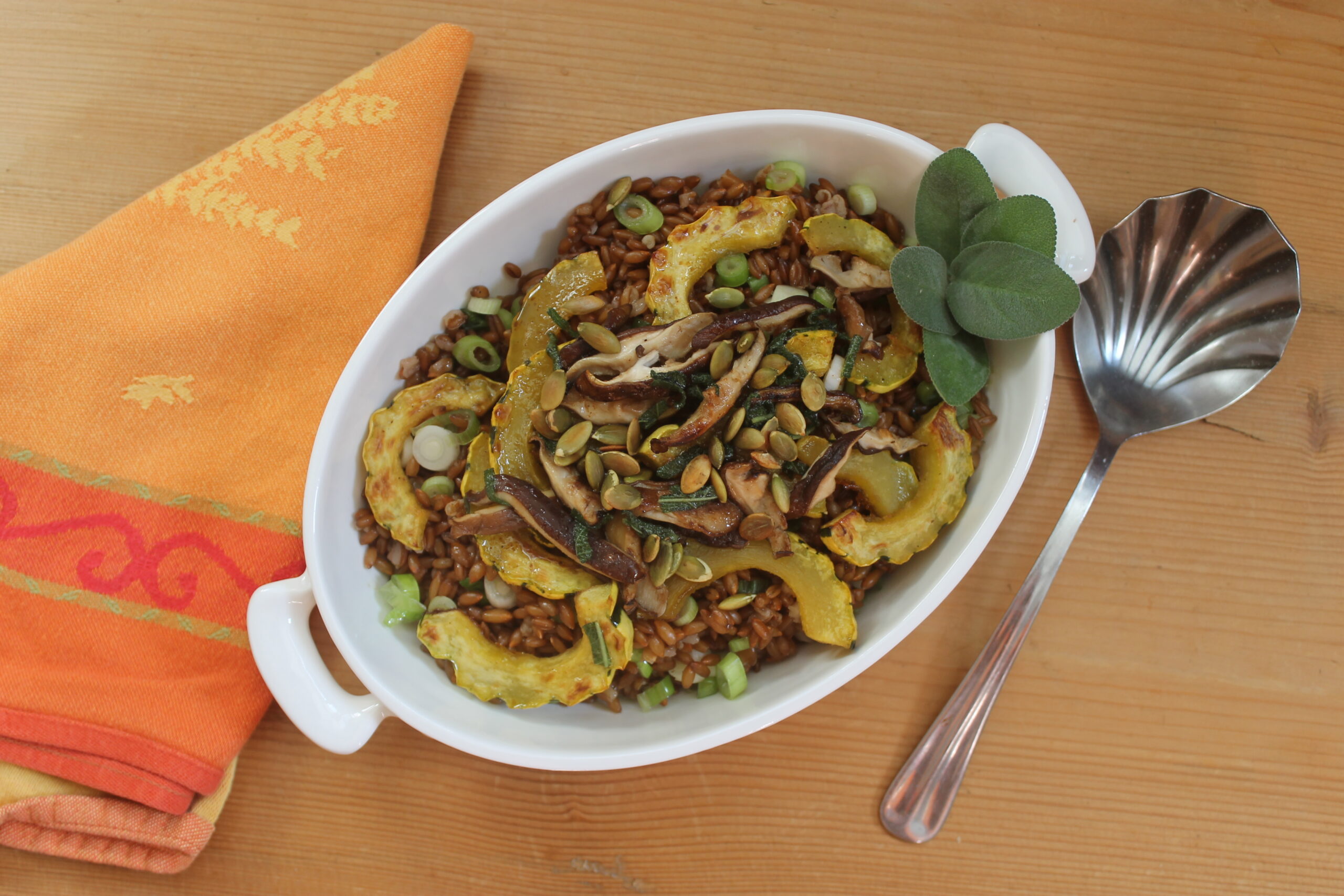 Delicata Squash with Toasted Rye Berries, Roasted Mushrooms, Balsamic ...